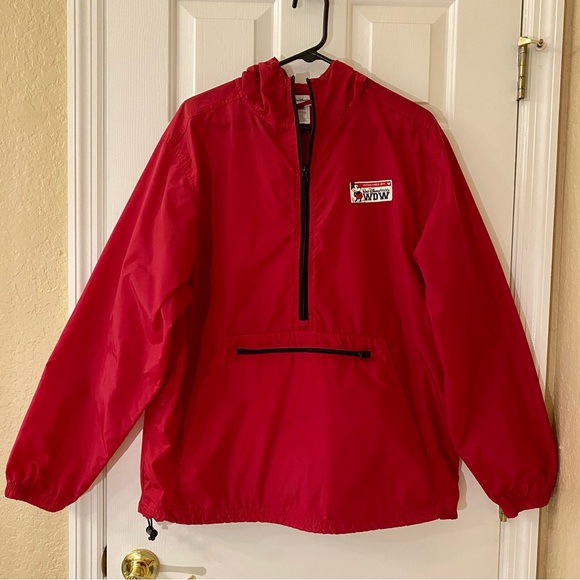 Disney | Jackets & Coats | Disney Parks Windbreaker Rain Jacket Red ...
